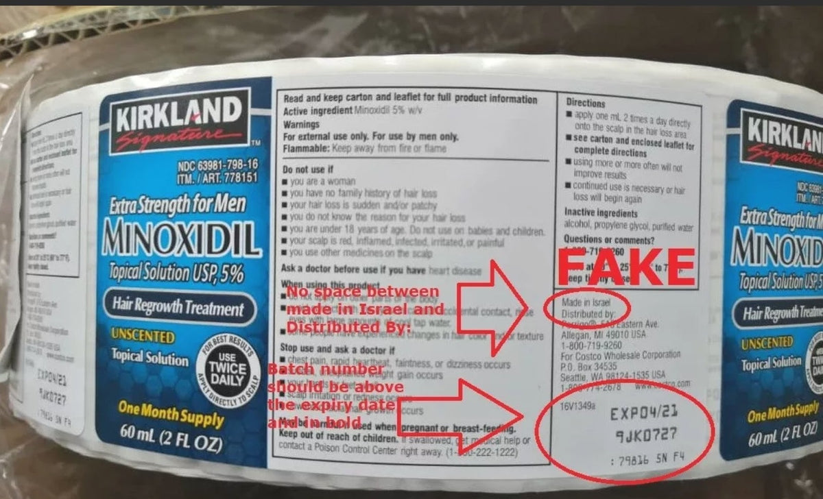 FAKE vs REAL Kirkland Minoxidil – MinoxidilCare